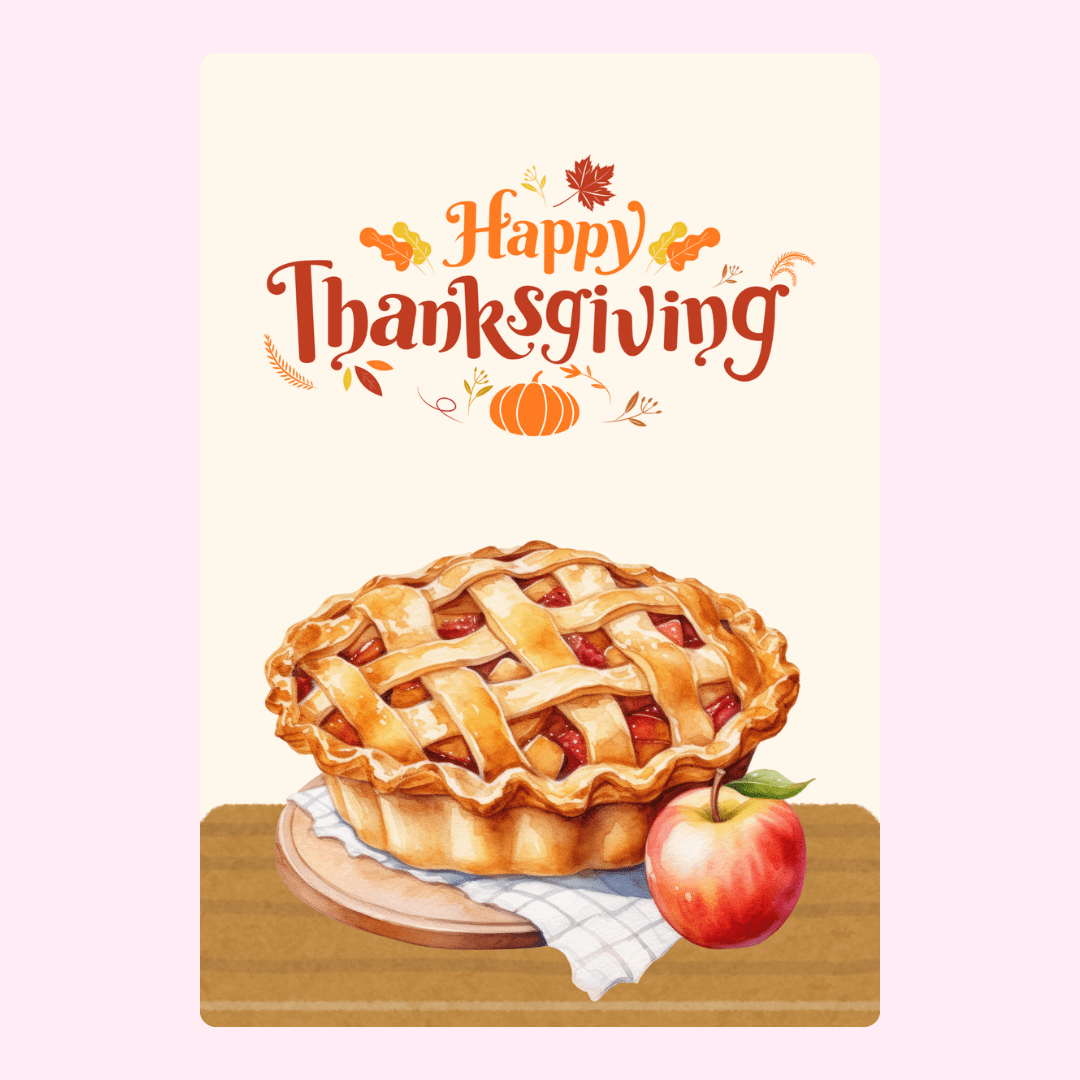 "Happy Thanksgiving - Apple Pie" Cake & Cards - Mail Bakes
